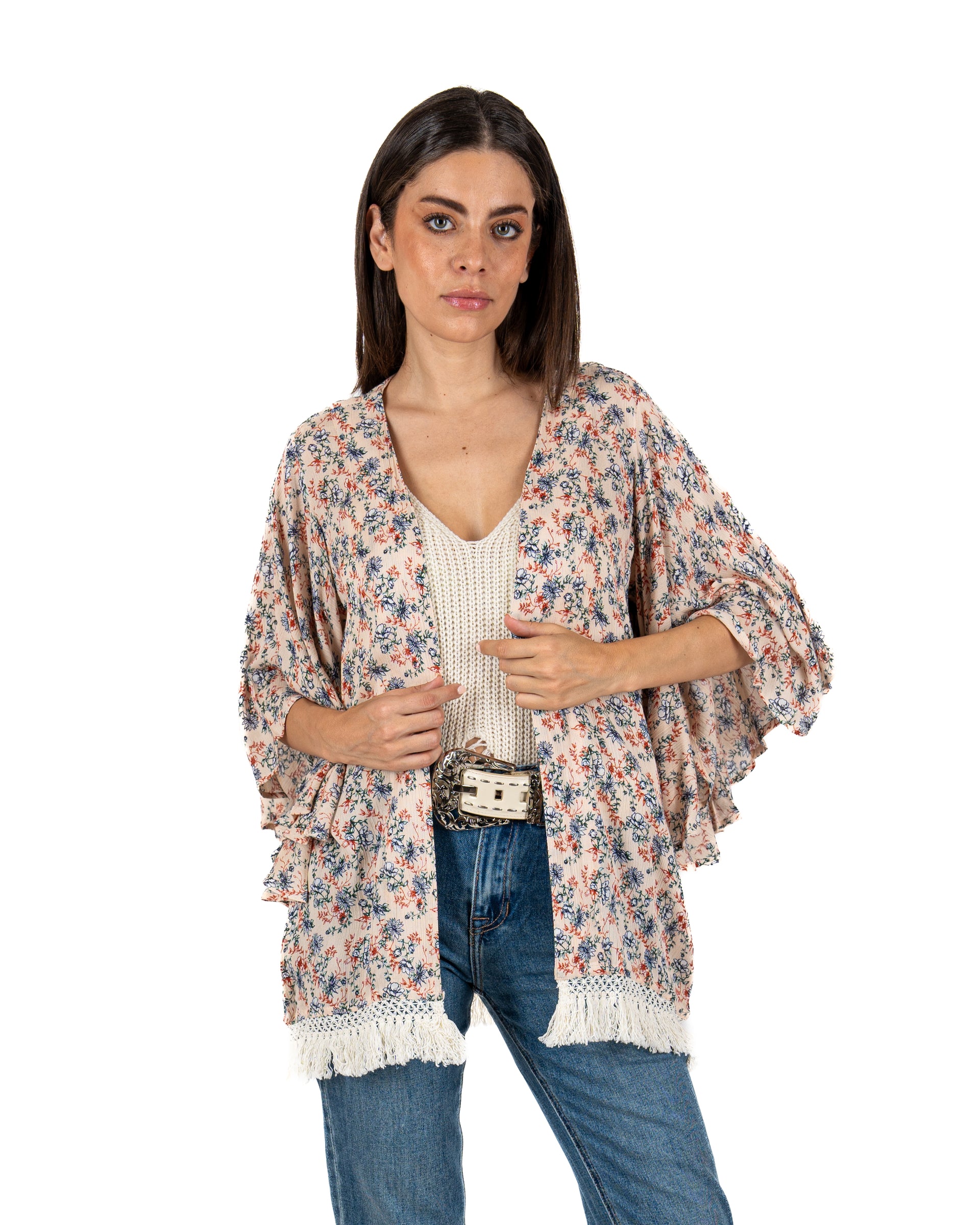 Kimono Rock & Roll Denim Cream Dama - Botas Chicho