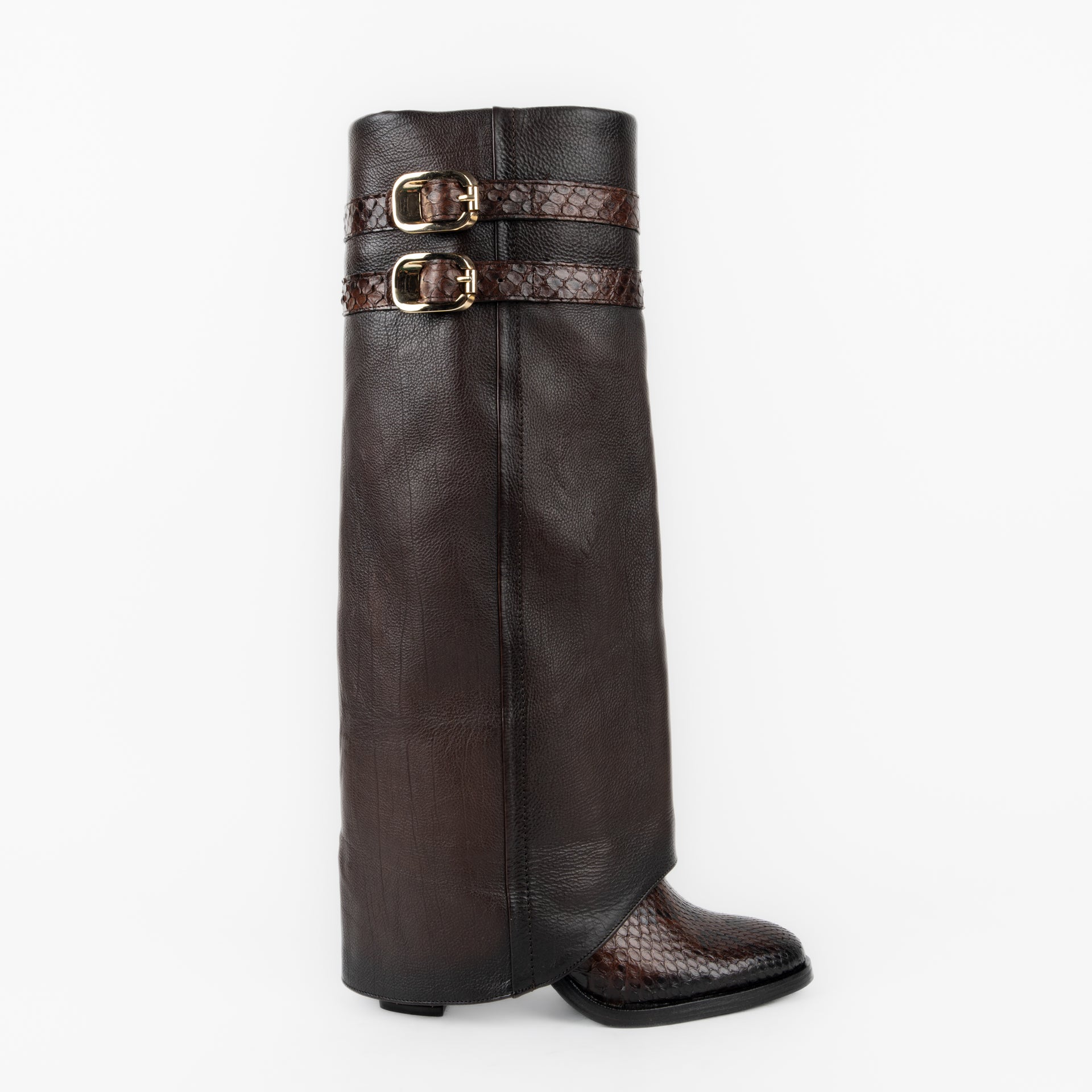 Bota Franco Cuadra Pitón Becerro Milan Café Dama - Botas Chicho