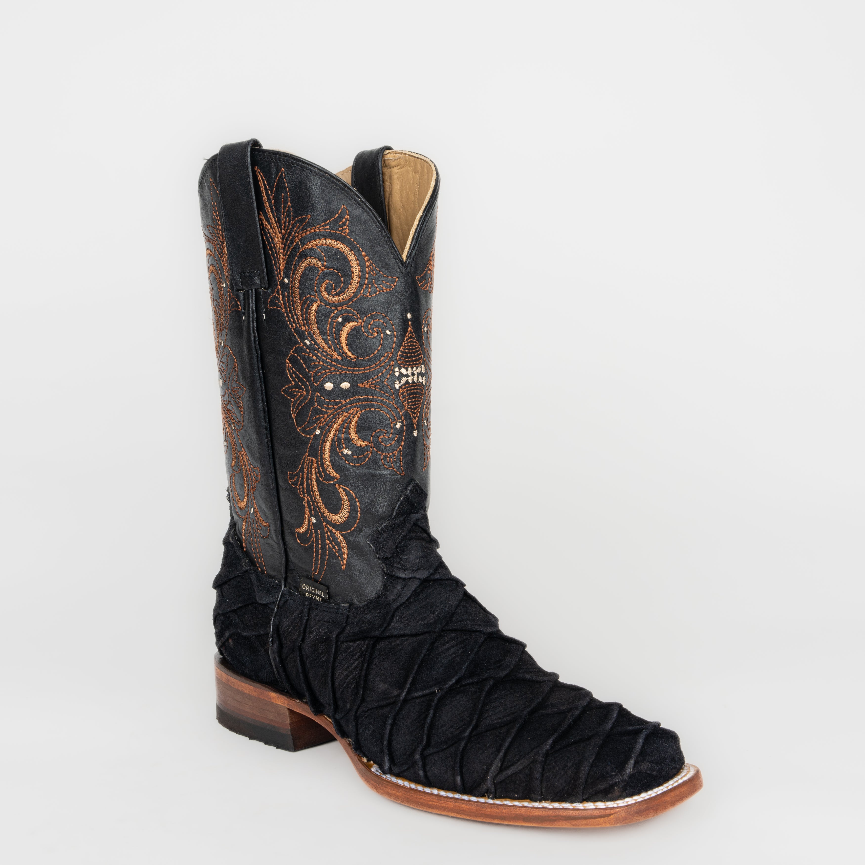 Bota Reyme 049 Grabado Pescado Negro Caballero - Botas Chicho