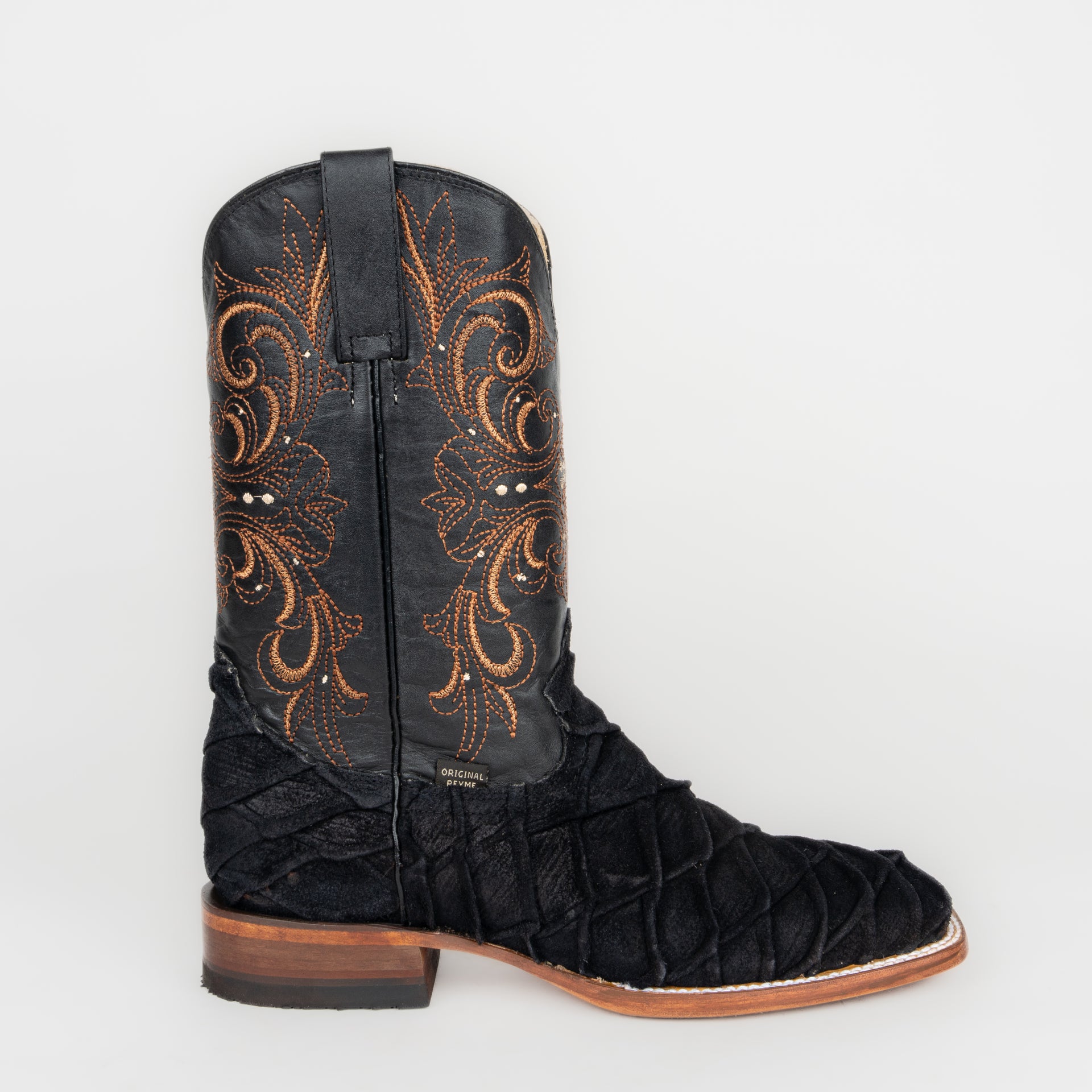 Bota Reyme 049 Grabado Pescado Negro Caballero - Botas Chicho