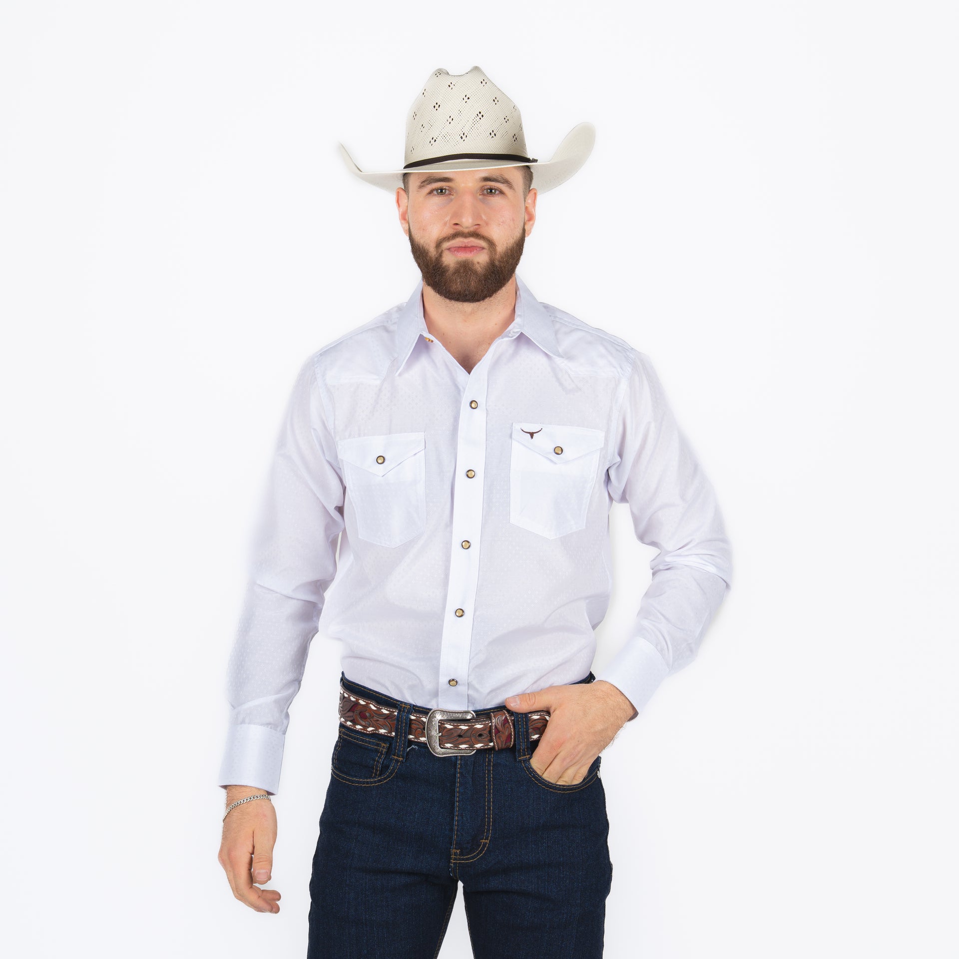 Camisa Rodeo Blanco Caballero - Botas Chicho
